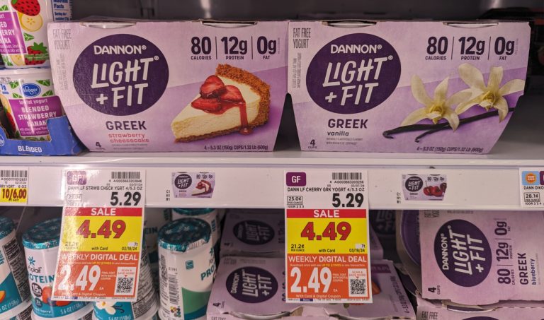 Dannon Light+Fit Yogurt 4-Packs As Low As $2.49 At Kroger (62¢ Per Cup ...