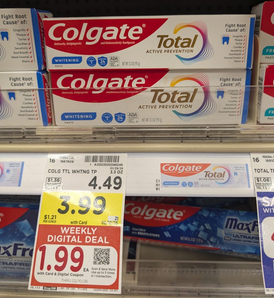 Colgate Total Toothpaste Just $1.99 At Kroger – Less Than Half Price ...